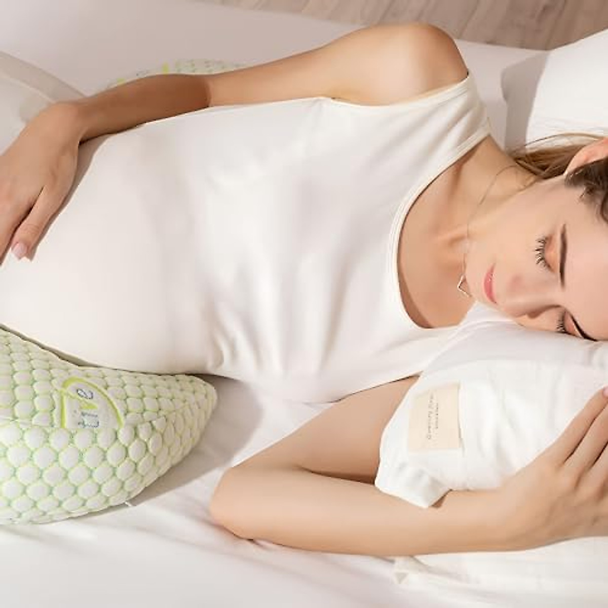 Smoochie Pregnancy Wedge Pillows for Side Sleeping, Prenatal Pillow and Pregnancy Belly Pillow, Pregnancy Leg Pillow, Best Maternity Pillows and Pregnancy Pillow Back Support (Green, Small)