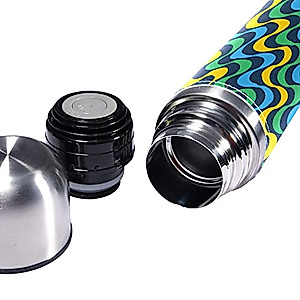 sdfsdfsd 17 oz Vacuum Insulated Stainless Steel Water Bottle Sports Coffee Travel Mug Flask Genuine Leather Wrapped BPA Free, Abstract Geometric