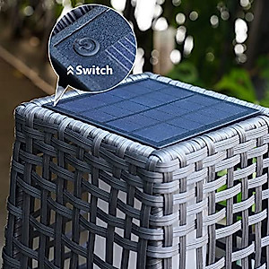 Grand patio Outdoor Solar Powered Resin Wicker Floor Lamp, Outdoor Weather-Resistant Deck Light, for Garden or Porch -Large Fuji, Silver Gray
