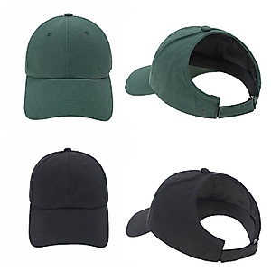 AICILY 2 Pack Backless Cap for Women Natural Curly Hair Hat Baseball Cap Afro Puff Ponytail Hat (Black＆Green)