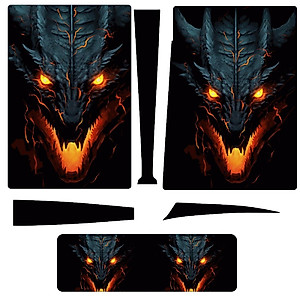 AoHanan Black Fire Dragon 5 Skin Controller Accessories Cover Skins Anime Vinyl Cover Sticker Full Set for 5 Disc Edition