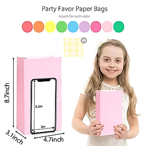 Shindel 36PCS Paper Teat Bags, Colorful Gift Bags with Stickers Party Favor Treat Bags Goodie Bags for Birthdays Baby Showers Crafts Wedding