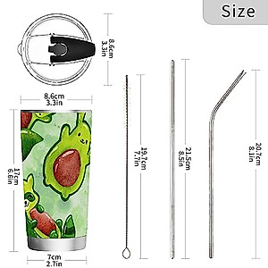 Kigai Stainless Steel Water Bottles Tumbler with Lids & Straws Vacuum Insulated Leak Proof Travel coffee Mug BPA FREE Smoothie Cup 12 OZ, Avocado Animals56954