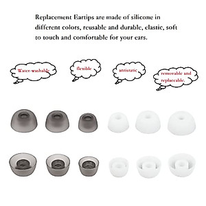 Earbud Replacement Tips Compatible with Jabra Elite 75t Headphone，6 Pairs Earbud Silicone Tips Compatible with Soundcore Liberty、Truengine Se、Echo Buds Ect.