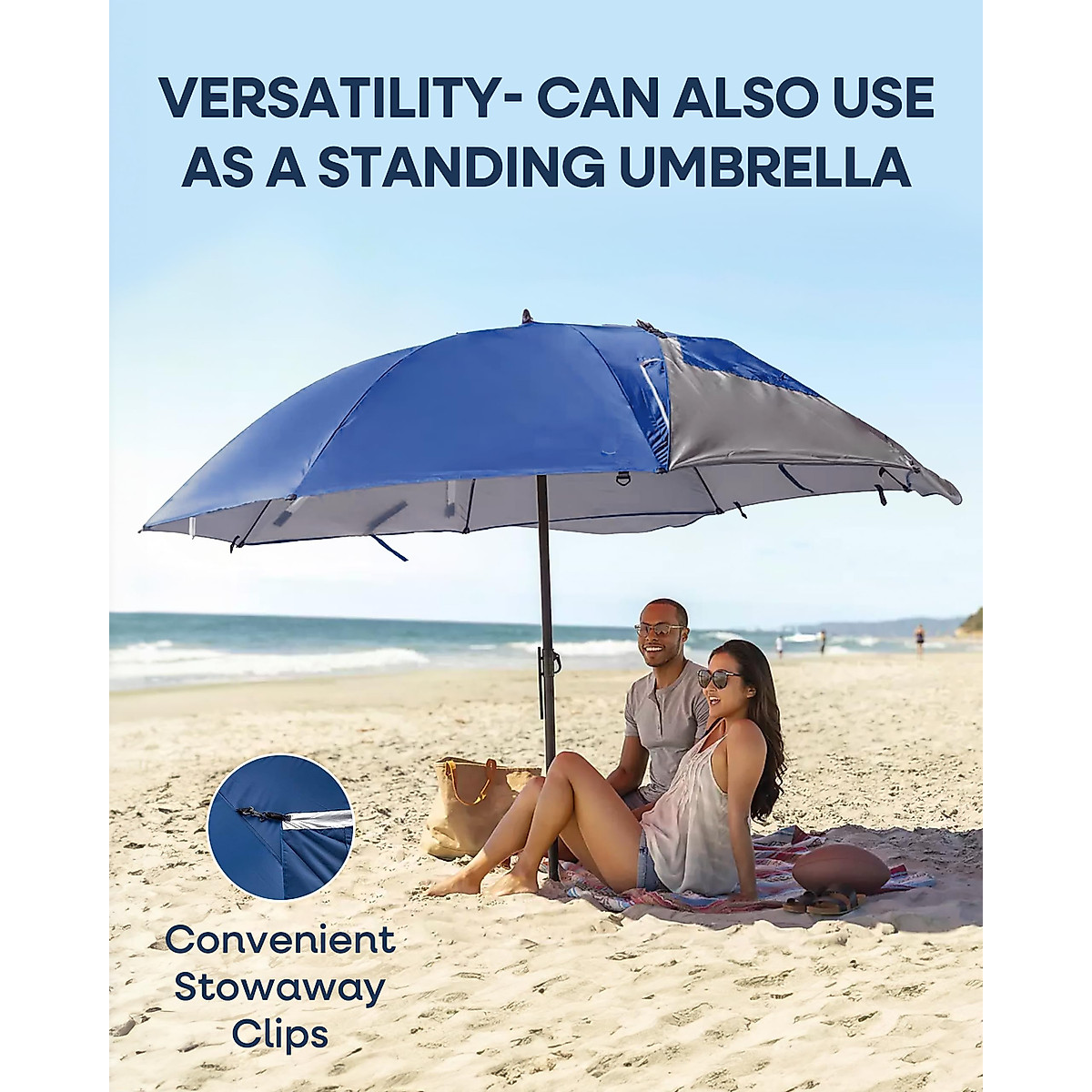 Sport-Brella Premiere XL UPF 50+ Umbrella Shelter for Sun and Rain Protection (9-Foot, Blue)