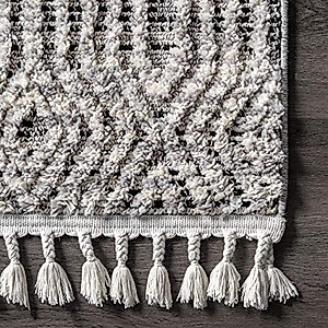 nuLOOM Arielle Soft Trellis Textured Tassel Area Rug, 7' 10" x 10' 10", Grey