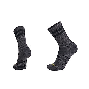 Le Bent Light 3/4 Crew Trail Merino Wool Sock for Trail Running, Road Running, and Hiking - Black Marle - Medium