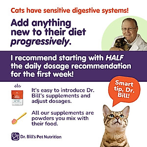 Dr. Bill’s Feline Ultimate Fitness & Health | Cat Multivitamin Supplement Powder for All Ages | For Wellness, Joint Health, Weight Control | Vitamins B1, B6, B12, D3, Omega 3s, Collagen, Biotin & More