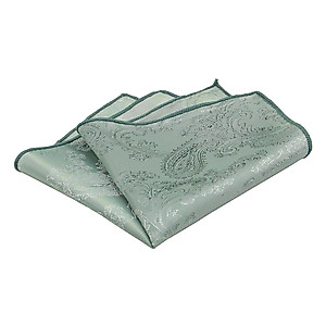 Gollate Mens Silk Paisley Tie Set : Necktie and Pocket Square - (Available in Standard 58 - inch and 63 - inch Extra Long) (Standard 58", Dusty Sage)