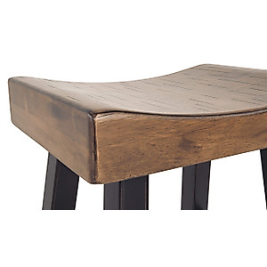 Signature Design by Ashley Glosco Farmhouse 25.5" Counter Height Saddle Barstool, 2 Count, Two-Tone Brown