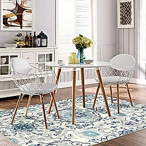 Zealude Paisley Floral Area Rug Non Slip Accent Throw Rug Machine Washable Rug Boho Chic Indoor Doormat Low Profile Floor Mat for Bathroom Entry Bedside Kitchen Sink (Blue, 4' x 6')