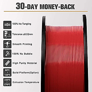 SUNLU ABS 3D Printer Filament, 1.75 ABS Filament Dimensional Accuracy +/- 0.02 mm, 1 kg Spool Black+Red