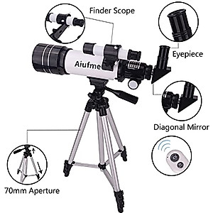 telescopes for Adults Astronomy, Kids 8-12,360mm70mm Aperture Portable Refractor Astronomy Beginners, with A Smartphone Adapter (Black)