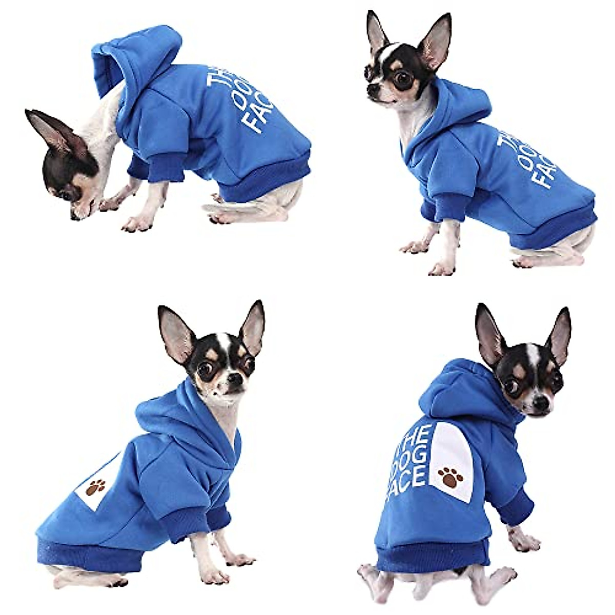 Hozz Chihuahua Dog Hoodie Clothes Cute Small Sweatshirt Warm Clothes Sweaters for Puppy Dogs Blue L