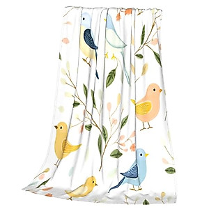 WSYKC Cute Bird Pattern Printed Blanket for All Season Printed Flannel Throw Blanket for Couch Bed,Chair,Sofa,Room,Home Decor 80"X60" Blanket A842