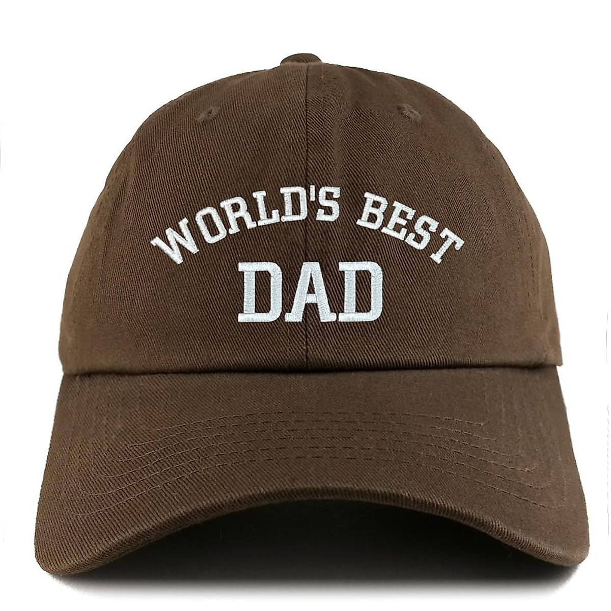 Trendy Apparel Shop World's Best Dad Embroidered Low Profile Soft Cotton Dad Hat Cap - Brown