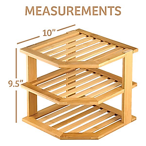 RoyalHouse Bamboo 3-Tier Corner Shelf Organizer for Countertop & Kitchen Cabinet, Space Organizer for Kitchen and Bathroom