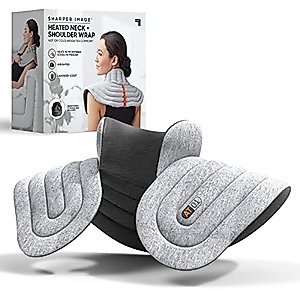 SHARPER IMAGE Warm & Cooling Herbal Aromatherapy Neck & Shoulder Plush Wrap Pad for Soothing Muscle Pain and Tension Relief Therapy, 100% Natural Lavender & Herb Spa Blend, Holiday Gift