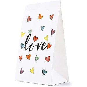 Rainbow Heart Valentine Party Favor Bags for Kids Classroom Exchange (36 Pack)