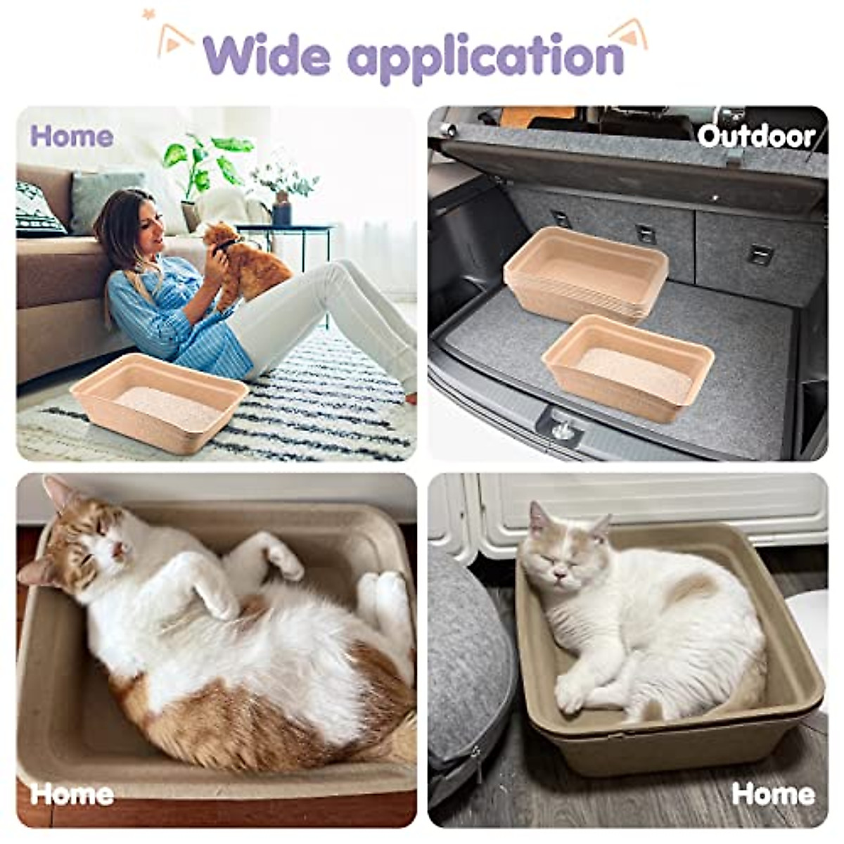 8 Pieces Disposable Litter Boxes for Cats Paper Cat Litter Tray Portable 2 in 1 Kitten Litter Box for Cat, Hamster, Guinea Pig, Mice, Small Animals, 16.7 x 12.8 x 4.1 inch