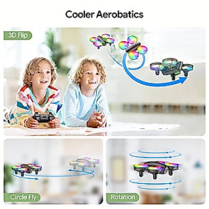 Tomzon A23W Drone with Camera 1080P, Mini LED Kids Drone with Throw to Go, High Speed Rotation and 3D Flip, Drone for Kids Adults with Circle Fly, Gravity Sensor, 3 Speeds, 2 Batteries