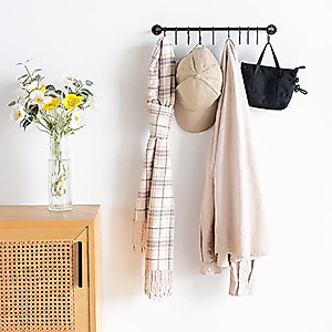 Mkono Coat Rack Wall Mount, Wall Coat Hooks for Hanging with 20 S Hooks, Heavy Duty Metal Rail Hat Hanger for Coat Keys Purse Belt Clothes Towel Holder in Entryway Bathroom Mudroom, Set of 2, Black