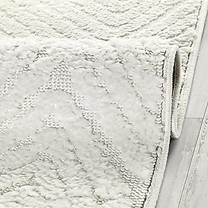 Antep Rugs Palafito 5x7 Geometric Shag Diamond High-Low Pile Textured Indoor Area Rug (White, 5'3" x 7'6")