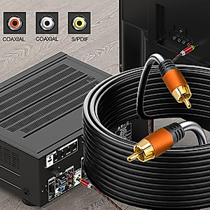 Digital Coaxial Audio Cable 6FT,1RCA Male to 1RCA Male Subwoofer Cable RCA Video Cable for Subwoofer, Home Theater, Video/Audio Subwoofer Rear View Parking Camera