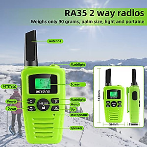 Retevis RA35 Walkie Talkies, Walkie Talkie for Kids Adults, Long Range Two Way Radios, Toddler Walkie Talkie for Boys Girls Family 2 Way Radio for Biking, Hiking, Cruise 2 Pack