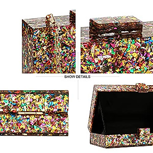 Womens Evening Handbag - Acrylic Square Clutch Purse Colorful Crossbody Bags for Wedding Party (Yellow multi)