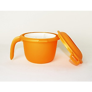 Tupperware Junior Reismeister 550 ml in Orange Microwave Rice Cooker + Hanging Spoon Apricot