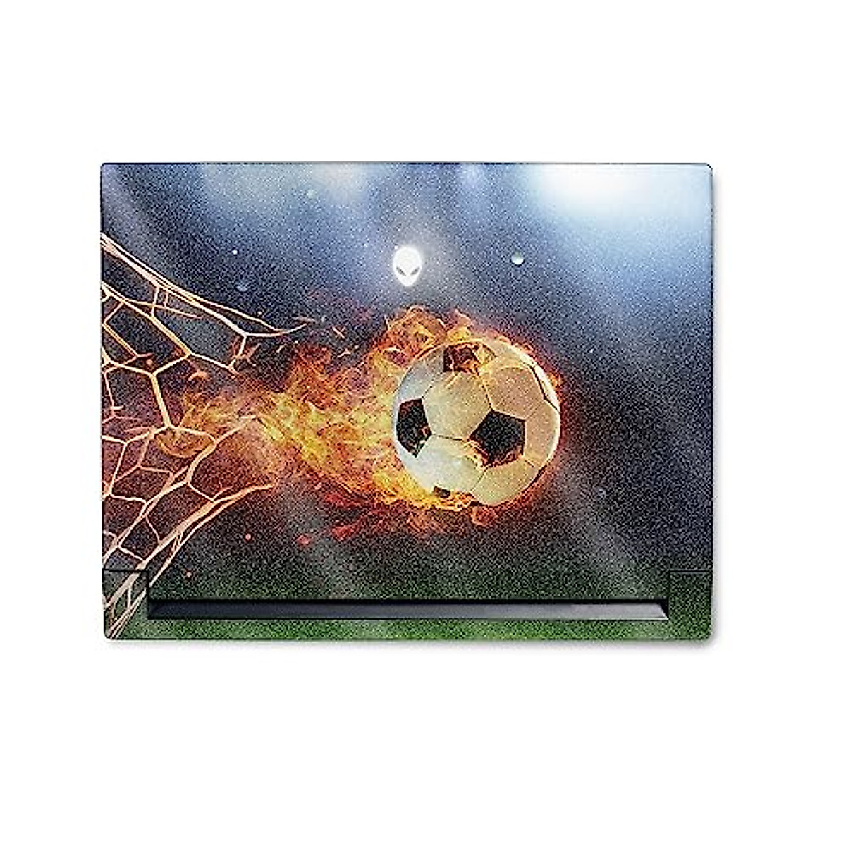 MightySkins Glossy Glitter Skin Compatible with Alienware M18 R1 (2023) Full Wrap Kit - Flaming Soccer Ball | Protective, Durable High-Gloss Glitter Finish | Easy to Apply | Made in The USA