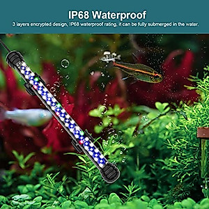 SEAOURA Led Aquarium Light with Timer, Submersible Aquarium Lights for Fish Tank, Fish Tank Light with Auto On/Off, 3 Lighting Modes, Adjustable Brightness (22.8 in for 24-43inch Planted Tank), 12W