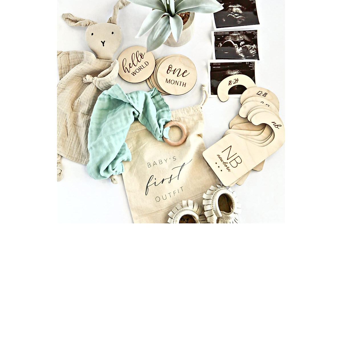 Baby Gift Box - Baby Gift Set Including Milestones Set, Baby Closet Dividers, Bunny, Teether+Blankie and Outfit Keepsake (Ultimate 5-Pack Gift Set)…