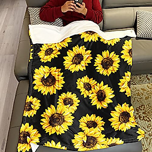 YISUMEI Sunflower Blanket One Sided Print Throw Blanket Soft Warm Fluffy Lightweight for Baby Gift 50"x60"