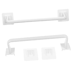 Garneck 3sets Nail- Towel Rail Towel Holder Mount Towel Hooks Hand Towel Rod Square Towel Bathroom Decorations Towel Holder Rod Towel Rod Rack Kitchen Towel Holder Towel Bar White Pp 2pcs*3