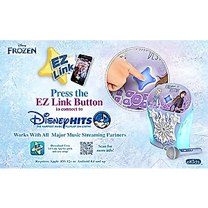 eKids Disney Frozen Karaoke Machine, Bluetooth Speaker with Microphone for Kids, Speaker with USB Port to Play Music, Easily Access Frozen Playlists with New EZ Link Feature