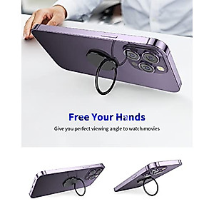 Nicwea Magnetic Phone Grip [4 Strong Magnets] Mount for All Metal Surface, Ultra-Slim Metal Phone Ring for Magnetic Car Holder Compatible with iPhone 14/13/12 Pro Max, Samsung & Any Phones, Black