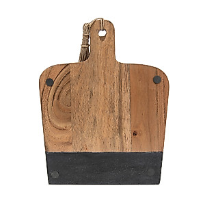 Foreside Home & Garden Small Black Wood, Marble & Jute Cutting Board