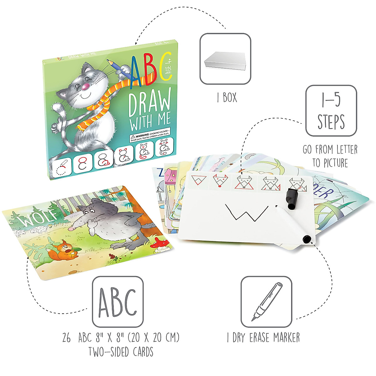 Drawing with Alphabet and Numbers Set Games for Kids Ages 4-8 Activity Toy for Girls Boy Birthday