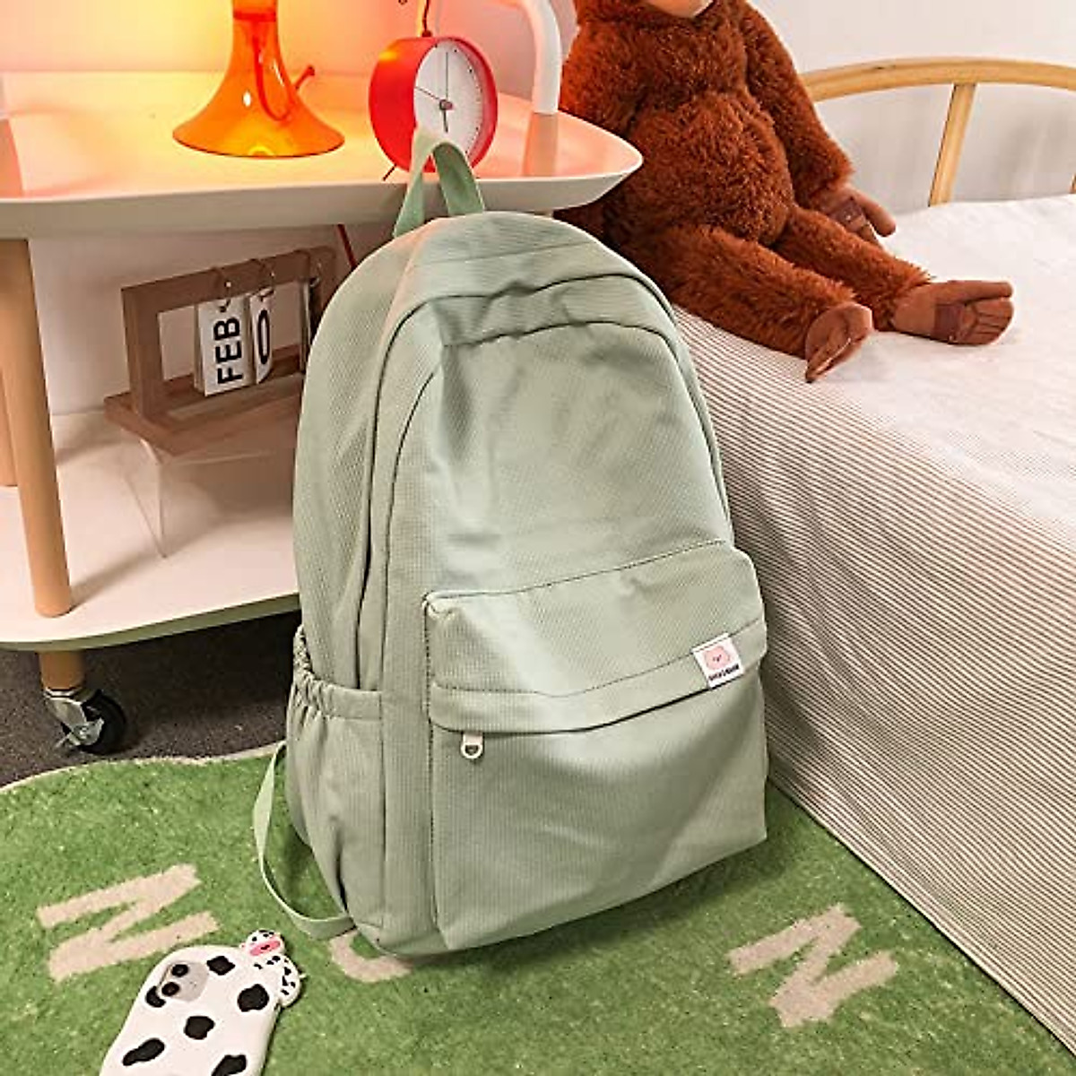 Eagerrich Aesthetic Backpack Cute Kawaii Backpack School Supplies Laptop Bag for Teens Girls Women Students Solid Color