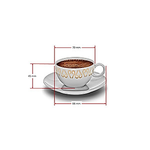 Arzum Okka Turkish Coffee Cups, Set of 2, Porcelain, in Black Giftbox,White