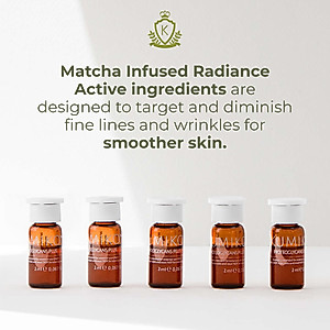 KUMIKO Ultimate Age Defying Matcha Revitalizing Facial Ampoule for Men and Women - Facial Serum Hydrates & Plumps Skin - Defend, Restore and Rejuvenate All Skin Types with Vitamin C - 15 Vials