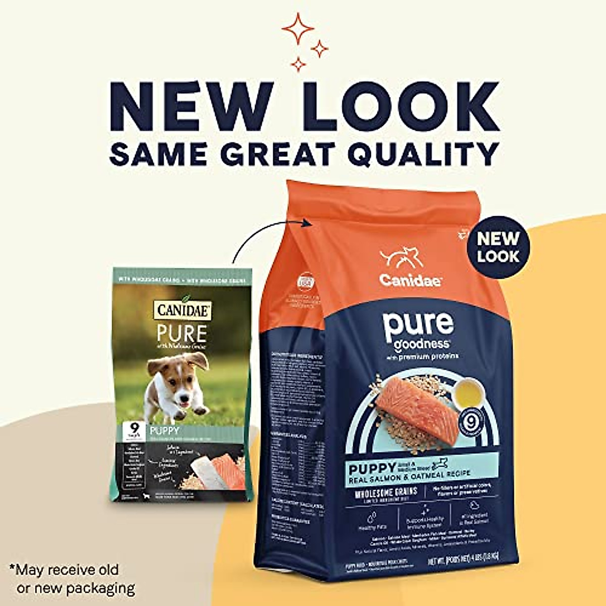CANIDAE Pure Limited Ingredient Premium Puppy Dry Dog Food, Real Salmon & Oatmeal Recipe, 4 lbs, with Wholesome Grains