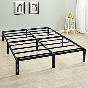 GreenForest Full Size Bed Frame Quick Lock Heavy Duty Metal Platform Bed Mattress Foundation, No Box Spring Needed, Black
