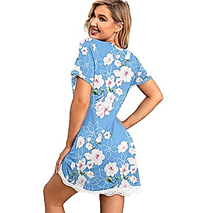 PrinStory Night Gowns Women Button Down Nightgowns Soft Sleepwear