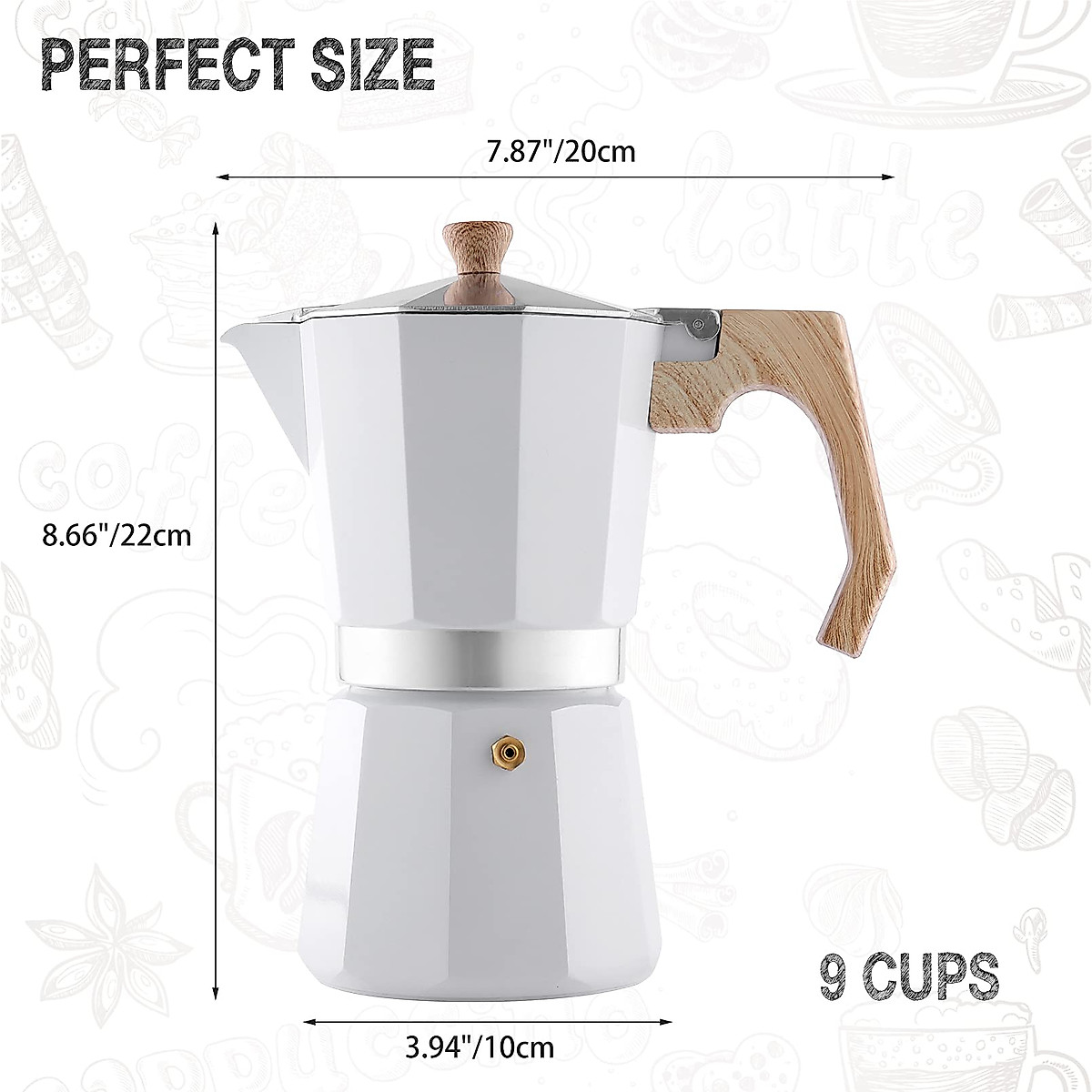 wedrink Stovetop Espresso Maker Aluminum Moka Pot 9 Espresso Cup-15.2OZ Cuban Coffee Maker Stove top Coffee Maker Moka Italian Espresso