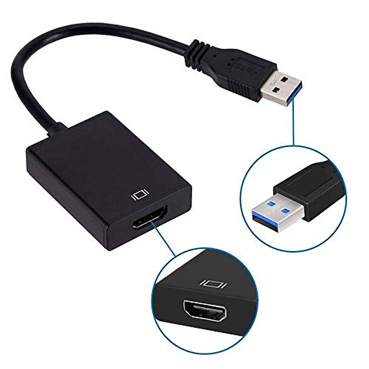 SENGKOB USB to HDMI Adapter, USB 3.0/2.0 to HDMI 1080P Video Graphics Cable Converter with Audio for PC Laptop Projector HDTV Compatible with Windows XP 7/8/8.1/10