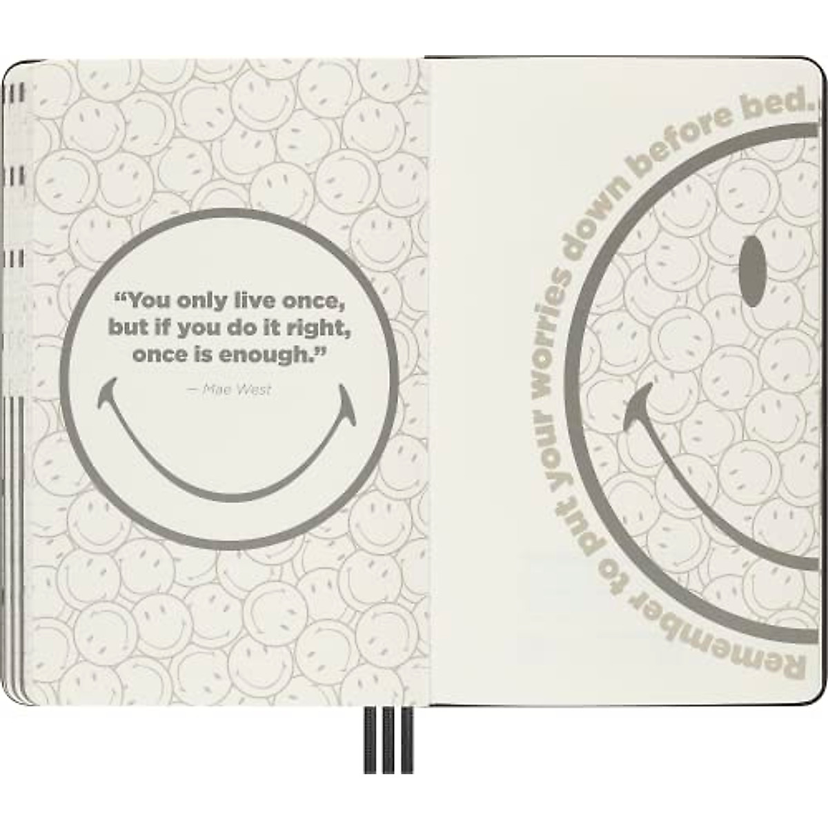 Moleskine Limited Edition Smiley Positivity Planner, Hard Cover, Large (5" x 8.25"), Undated Planner, Black, 240 Pages