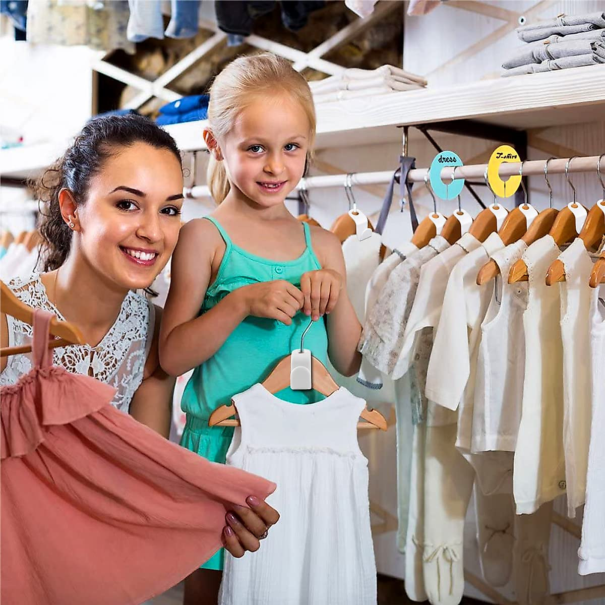 40PCS Clothes Hanger Connector Hooks, Cascading Clothes Hangers for Heavy Duty Space Saving Cascading Connection Hooks with 10 Pieces Clothing Size Dividers Hangers Closet Dividers for Clothes Closet